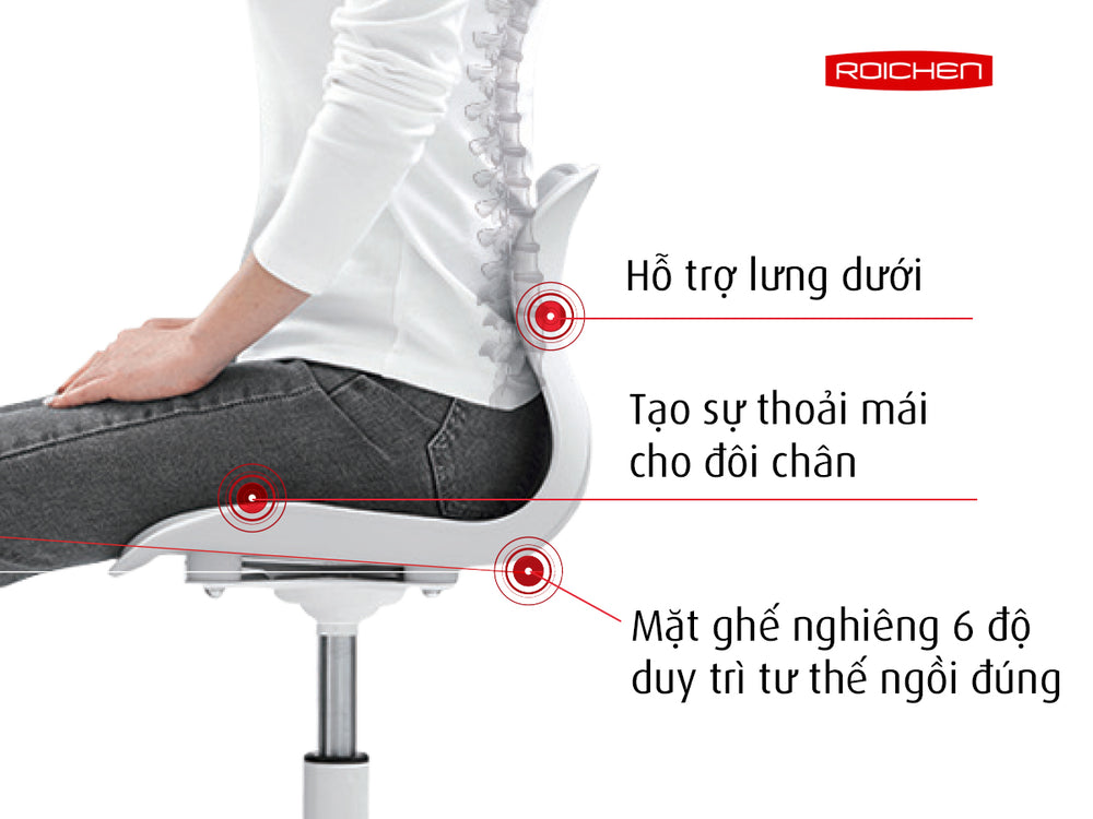 Roichen | Ghế chỉnh Dáng ngồi Đúng WOW chân xoay